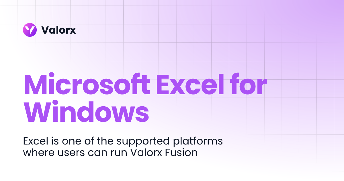 Microsoft Excel for Windows | Fusion | Valorx